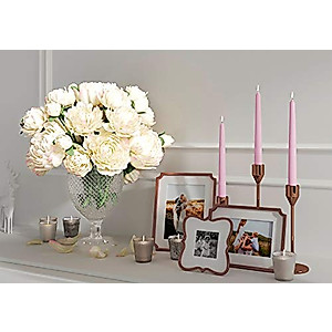 Set of 10 Dinner Taper Candles 10 Inch Unscented Tall Dripless Candlesticks Bulk for Wedding Restaurant Home Decoration Spa Church Smokeless Vegan - Pink