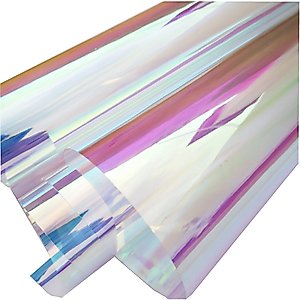 Transparent Iridescent PVC Sheet Cosplay Performance Accessories Holographic Waterproof Synthetic Leather for Party Decoration 0.1mm Thick 11.8X47"