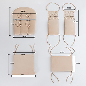 LUXMARS Glider Rocker Replacement Cushions with Storage, 5 PCS, Soft Velvet Cotton Thickened Washable, Universal for Glider Rocking Chairs Beige