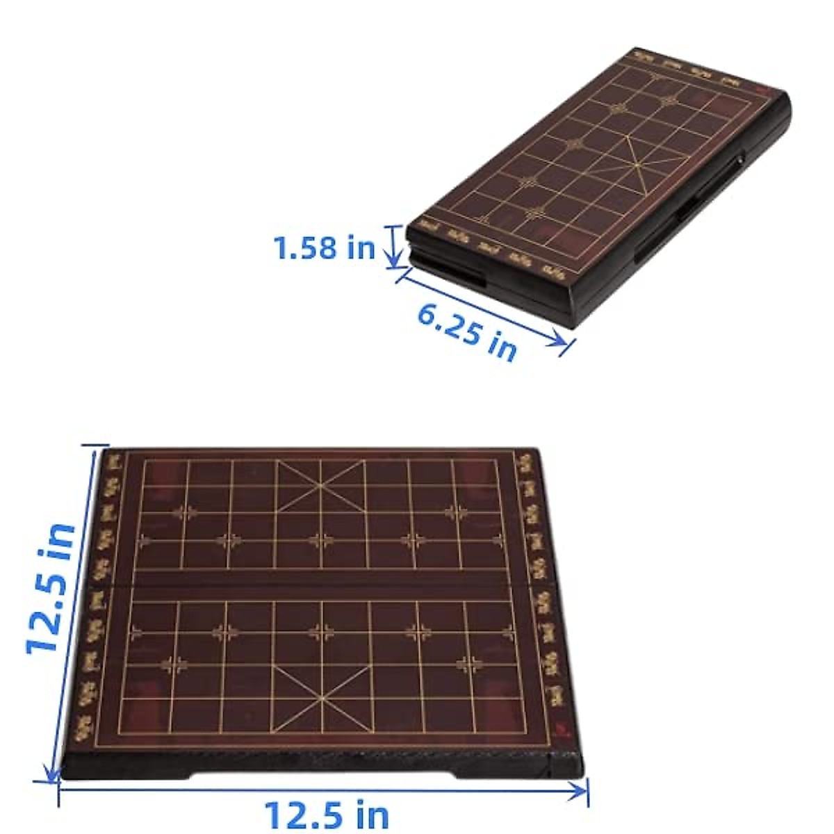 Luoyer 12.5inch Portable Chinese Chess Set with Folding Board and Magnetic Piece Traditional Xiangqi Classic Educational Strategy Games Board Games for 2 Players (Red Board Green Piece)