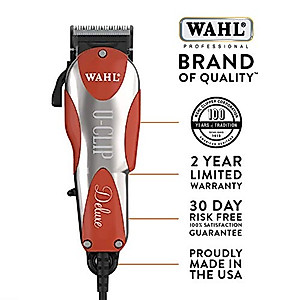 WAHL Professional Animal Deluxe U-Clip Pet, Dog, & Cat Clipper & Grooming Kit (9484-300), Red and Chrome