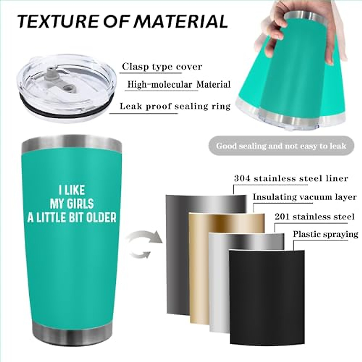 Travel Coffee Tumbler 20 oz i like my girls a little bit older Tumbler with Lid and Straw Insulated Tumblers Stainless Steel Tumbler Funny Gifts for Men