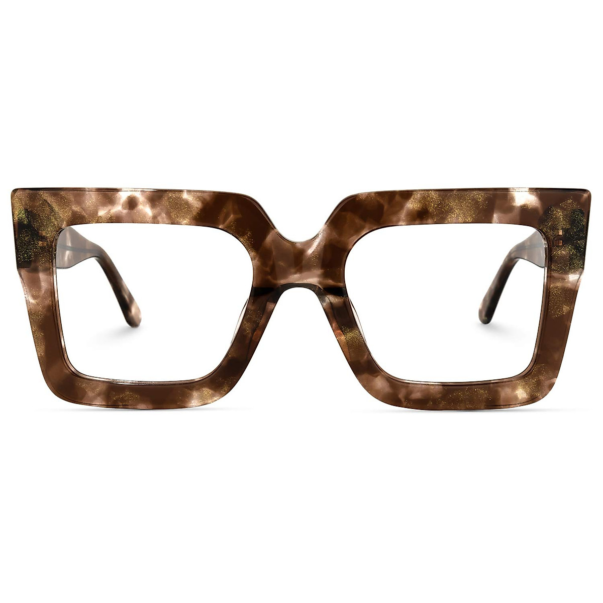 Zeelool Stylish Thick Oversized Square Eyeglasses for Women with Non-prescription Clear Lens Brandon VFP0306-11 Brown