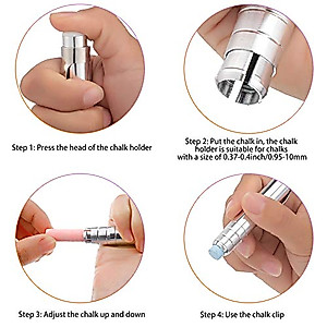 5 Pieces Aluminum Alloy Chalks Holder Silver Adjustable Teacher's Chalk Stick Holder Chalk Clip and 2 Pieces Magnetic Chalkboard Erasers for Office School Children's Painting Writing (No Chalks)