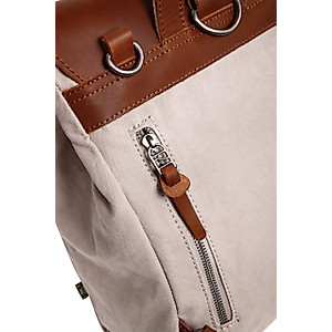 TSD The Same Direction Cooper Canvas Leather Backpack Convertible Crossbody (Ivory)