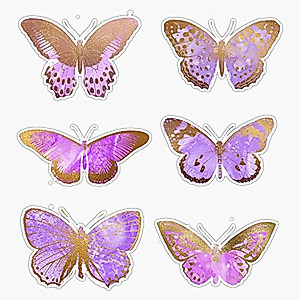 Evan Decals Purple Butterflies, Gold And Purple Butterfly S Sticker Vinyl Bumper Sticker Decal Waterproof 5 inches EVAN-YOGA-STICKERS-620