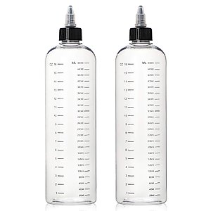 Segbeauty 16.9oz Hair Dye Bottles, Measured Twist-On Top Tip Cap Hair Color Squeeze Bottle with Ratio Graduated Scale, 2pcs 500ml Refillable Empty Hair Color Applicator Bottle Dyeing Tool Transparent