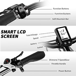 Asomtom 350W Electric City Commuter Bike with 26" x 3.0" Fat Tires, Removable Battery, up to 40 Miles Range, 20+ MPH Speed, UL Certified
