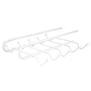 Home Basics 10 Hook Under Shelf Mugs Cup Storage Drying Holder Rack, and closet or Cabinet Hanging Organizer Rack for Ties and Belts, White
