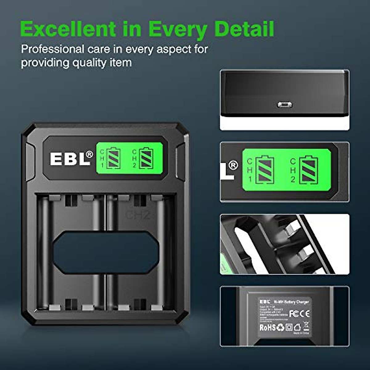 EBL Controller Rechargeable Battery Packs, 2×2800mAh Xbox One Controller Battery Packs, Rechargeable Batteries with Battery Charger for Xbox One/Xbox Series X|S, Xbox One/One S/One X/One Elite
