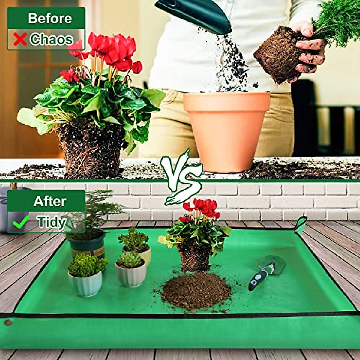 HNXTYAOB Large Repotting Mat for Plant Transplanting and Mess Control 39.5"x 31.5" Thickened Waterproof Potting Tray Foldable Succulent Potting Mat Portable Gardening Mat Plant Gifts for Women Men