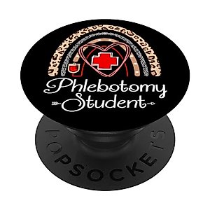 Phlebotomy Student Boho Rainbow Funny Phlebotomist PopSockets Standard PopGrip