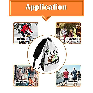 Gsypo Sling Backpack, St. Patrick's Day Shamrock Puppy White Background Waterproof Lightweight Small Sling Bag, Travel Chest Bag Crossbody Shoulder Bag Hiking Daypack for Women Men