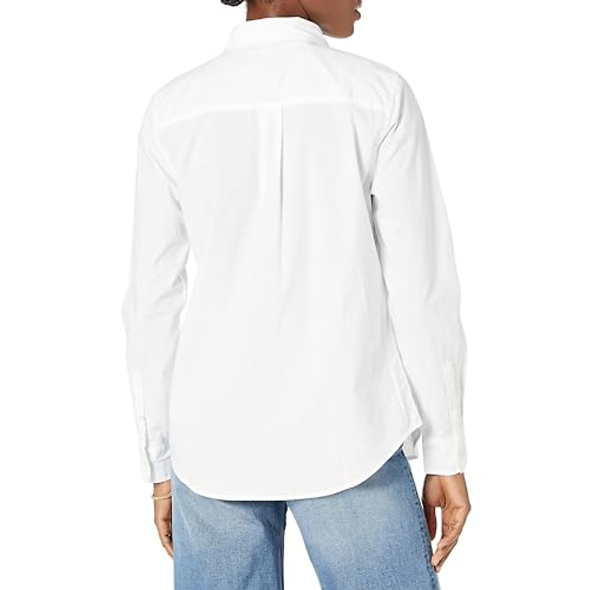 Amazon Essentials Women's Classic-Fit Long-Sleeve Button-Down Poplin Shirt, White, X-Large