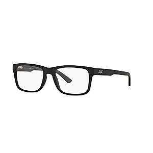 A|X ARMANI EXCHANGE Men's AX3016 Square Prescription Eyewear Frames, Black/Demo Lens, 53 mm