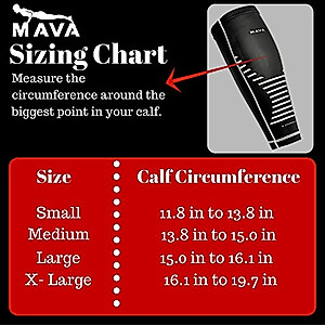 Mava Sports Calf Sleeves Compression (Pair), Leg Compression Calf Sleeve for Runners, for Men & Women, Unisex (Black, X-Large)..