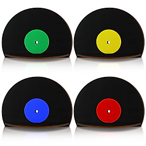 Threehoney 4 Pcs Vinyl Record Shaped Wall Decor Music Wall Art Record Shaped Wall Mount Shelves Wall Hanging Sign Music Theme Home Decoration for Wall Room Party Decor