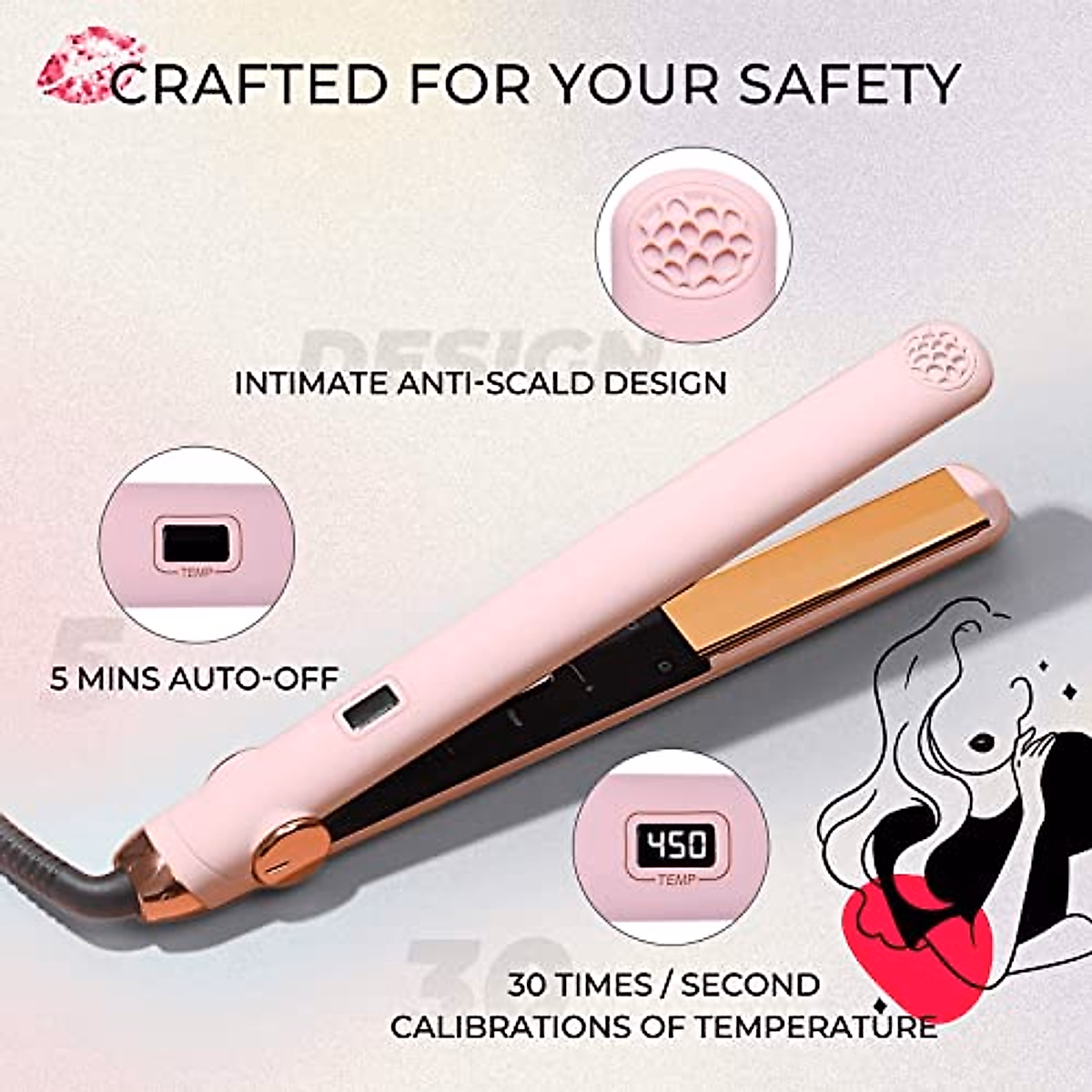 TYMO Flat Iron Hair Straightener and Curler 2 in 1 with 10s Fast Heating, 1 Inch Professional Titanium Straightening Curling Iron with 32 Adjustable Temp and Automatic Shut Off