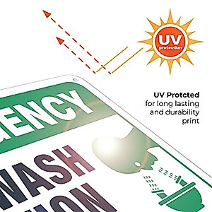 Eye Wash Station Signs, Emergency Sign, 10x7 Rust Free Aluminum, Weather/Fade Resistant, Easy Mounting, Indoor/Outdoor Use, Made in USA by SIGO SIGNS