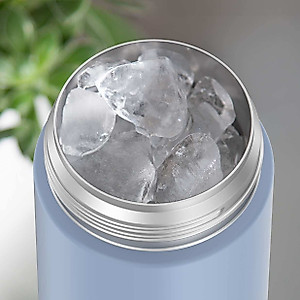 THERMOS FUNTAINER 16 Ounce Stainless Steel Vacuum Insulated Bottle with Wide Spout Lid, Denim Blue