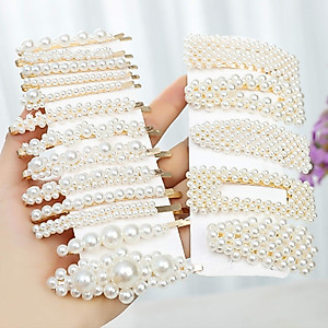 laxizar 18 Pcs Pearl Hair Clips Large Hair Clips Barrette Hair for Women Girls Fashion Hair Accessories