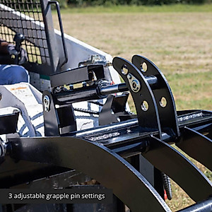 Titan Attachments Hydraulic Skid Steer Pallet Fork Grapple Attachment V2 with 48in Fork Blades, 1/2in Thick Steel Frame, Quick Tach Mounting System