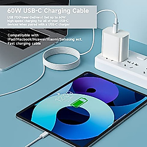 BGQQ USB C to USB C Charging Cable, 3Pack 6FT 60W [Apple MFi Certified] Type C Fast Charger Cable Compatible for New ipad Pro 12.9/11, Air 4/5, Mini 6, MacBook Air-White