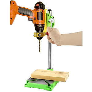 QWORK Drill Press Stand, Heavy Duty Floor Drilling Press/Rotary Tool Workstation,Table Top Drill Press 90° Rotating Fixed Frame for Drilling Collet, Drill Press Table, Drill Workbench Repair