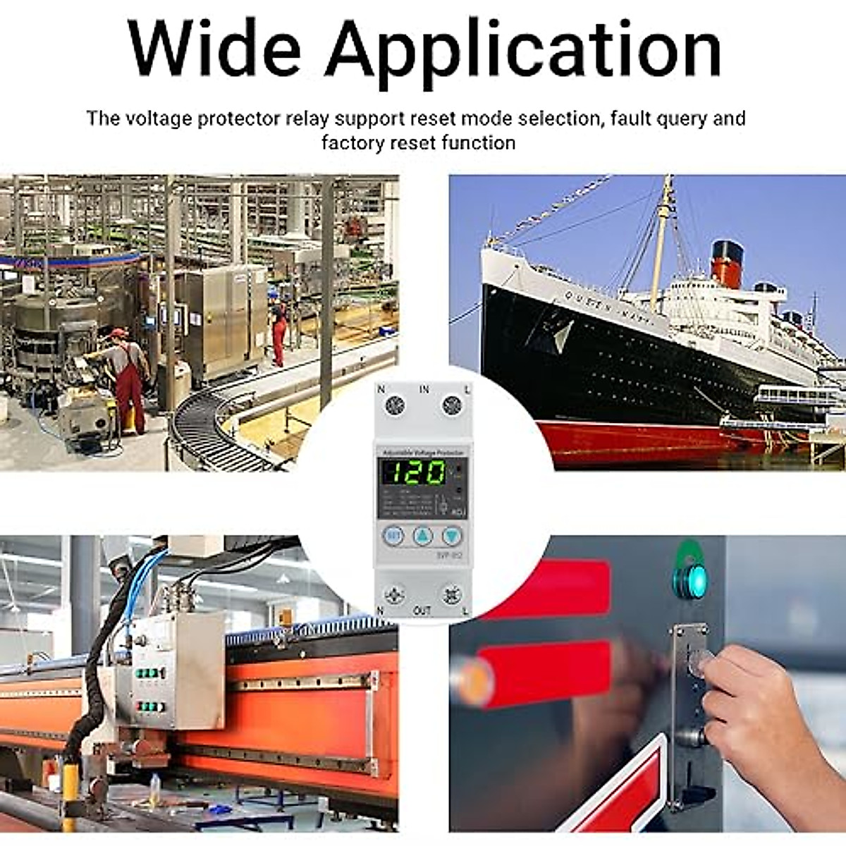 SVP912 120VAC Self Recovery Under Voltage Protector Adjustable Voltage Protective Device Automatic Reset Protection Switch (40A)