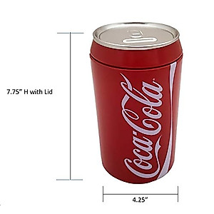 The Tin Box Company Coca Cola Can Bank with Removable Lid, Red, Model:660227-12 Pack of 1