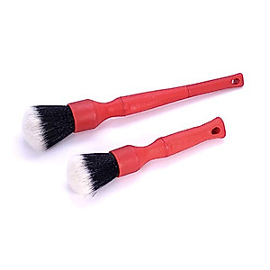 Detail Factory - TriGrip Ultra-Soft Detailing Brush Set - Comfortable Grip and Scratch-Free Cleaning for Exterior, Interior Panels, Emblems, Badges, Gauge Cluster, Infotainment Screen, Red