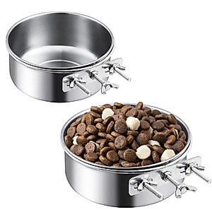 Dog Crate Water Bowl, 2 Pack No Spill Hanging Cage Food Bowls for Kennel Puppy Cat Bird Bunny Stainless Steel Metal Mountable Small&Medium Feeding Dish Wall Mounted Attachable Crates Pet Feeder