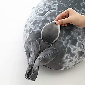 Baboies Plush Seal Pillow, Chubby Blob Seal Pillow Cute Seal Plush Toy Cotton Stuffed Animals (Grey Seals, Small)