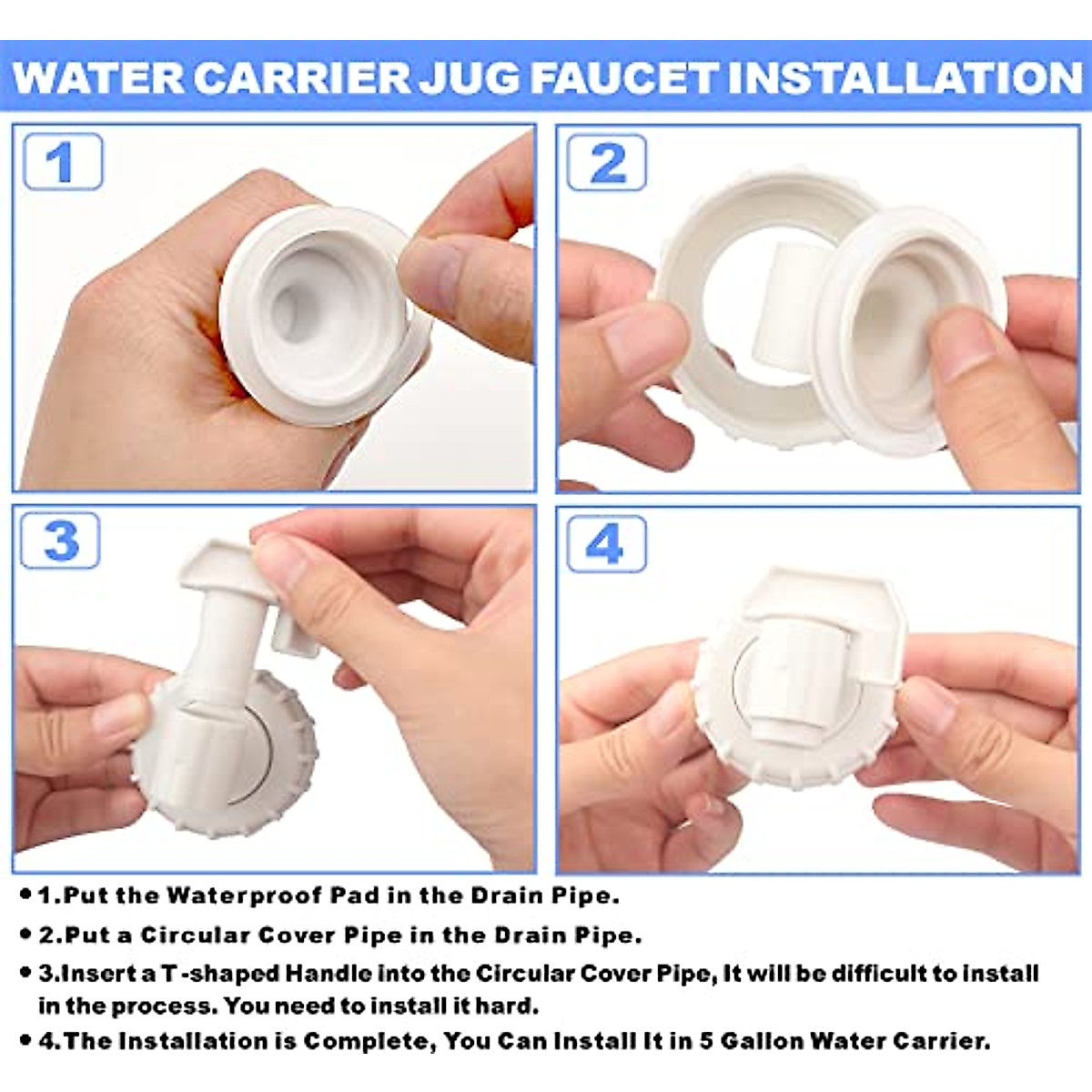 5-Gallon Water Jug Spigot, Water Carrier Jug Replacement Faucet Assy Kit. Compatible with 5 Gallon Water Carrier Model 5620, Blue, 5-Gallon Chiller. Durable 5-Gallon Faucet Assy.