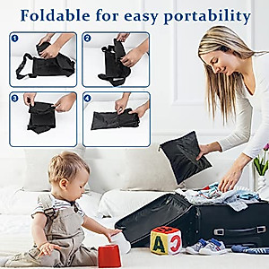 WEIGUZC Toddler Travel Bed, Kids Travel Bed, Kids Airplane Foot Rest, Maximum 55lb/25 kg Weight Capacity, Elevate Legs for Better Circulation, Lightweight & Foldable - Black