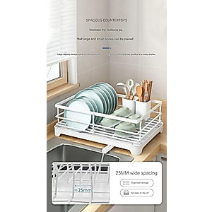 Dish Drying Rack Multifunctional Dish Rack for Kitchen Counter,Dish Rack with Drainboard, Rotatable Drain Spout, for Kitchen Counter and Sink, Cup Holder,Chopstick rest Utensil Holder,(Black)