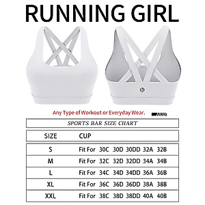RUNNING GIRL Sports Bra for Women, Criss-Cross Back Padded Strappy Sports Bras Medium Support Yoga Bra with Removable Cups