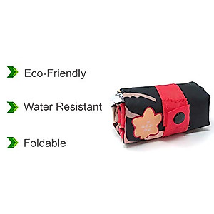 Wrapables Large Reusable Shopping Tote Bag with Outer Pouch, Midnight Floral