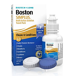 Boston Simplus Contact Lens Solution, for Gas Permeable Contact Lenses, Contact Lens Case Included, 1 Fl Oz