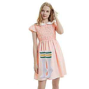Oulooy Women's Pure Pink Peter Pan Collar Summer Dresses For Women 2023 Short Sleeve, X-Large