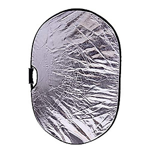 Portable Photography Silver and White Reflector Collapsible 2-in-1 Oval Reflector 23"x35" / 60x90cm Multi-Disc Light Reflector with Handle for Photo Studio Lighting & Outdoor Lighting