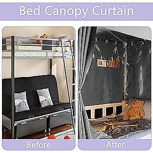 Kmhesvi Grey Canopy Bed Curtains - 4 Corner Post Bed Curtains Canopy King Bed Canopy Curtains for Adults Girls Bedroom Decoration(Grey, King)