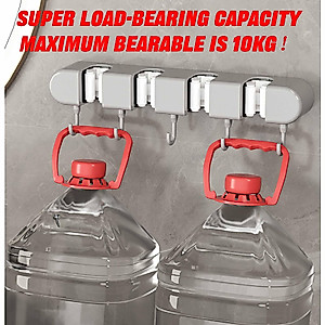 Punch Free Multifunctional Mop Holder for Wall, Multifunctional Mop Holder With Hook, Broom Mop Holder Garden Tool Organizers Storage Rack, Heavy Duty Self Adhesive Mop Holder Wall Mounted (White D)