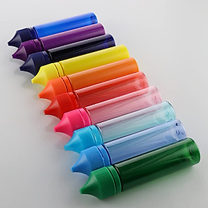 fengwanda 11pcs empty colourful liquid bottle 10pcs 60ml PET dropper bottle 1pcs 120ml liquid needle bottle with 10pcs Gift Sticker Labels mix color