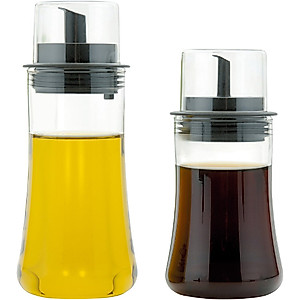 iwaki KT5032-BKO Heat Resistant Glass Seasoning Container, Oil Bottle, Oil Dispenser, Black, M, 5.3 fl oz (160 ml), Lid Included