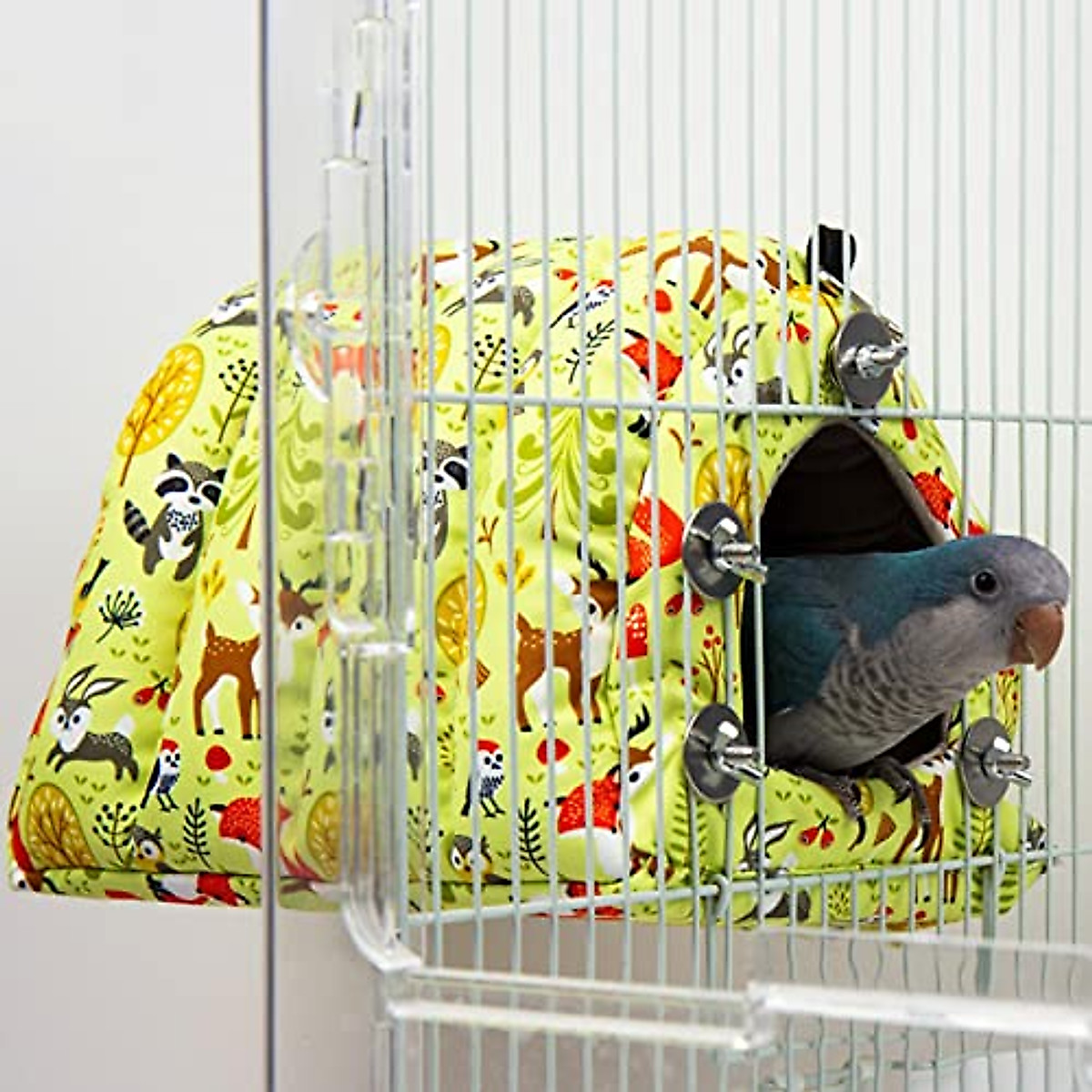 Yajuyi Winter Parrot Cage Hammock Parrots Bird Bed Perch Swing Birdcage Accessories Parrot Shed Birds Hanging Nest for Finches Cockatoo Bluebirds, M
