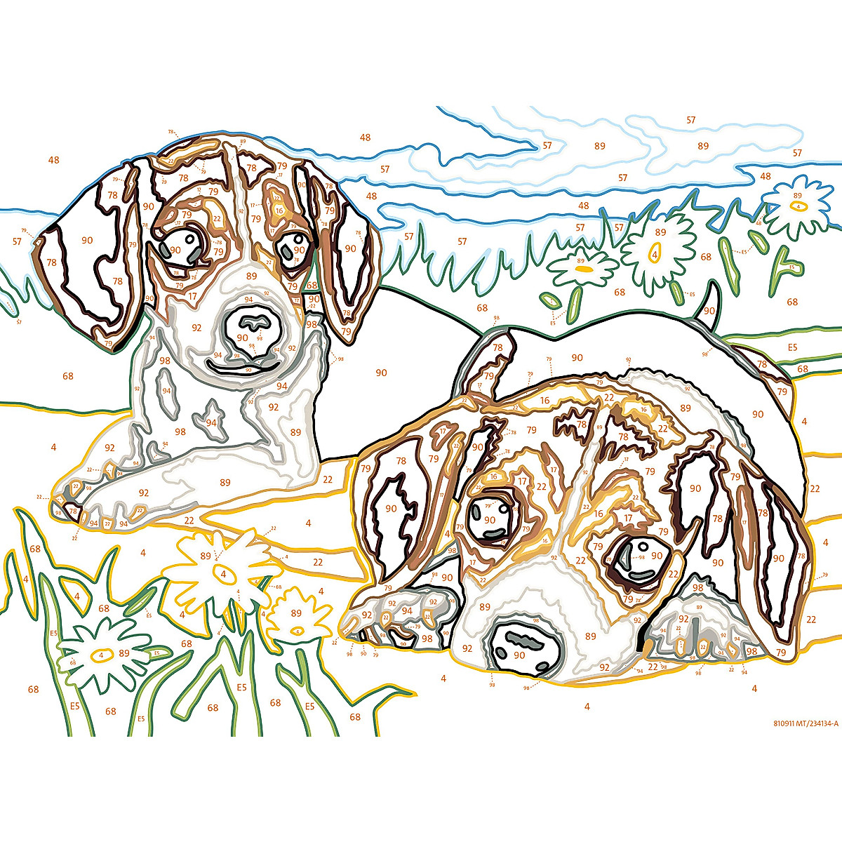 Ravensburger CreArt Jack Russell Puppies Paint by Numbers Kit for Kids - Painting Arts and Crafts for Ages 7 and Up