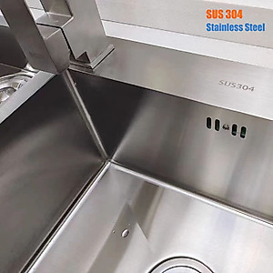 Laundry Utility Sink With Washboard Stainless Steel Kitchen Sink with Faucet Household Pool Balcony Room Wash Basin Easy Clean Double-Bowl, 700mm/27.5Inch