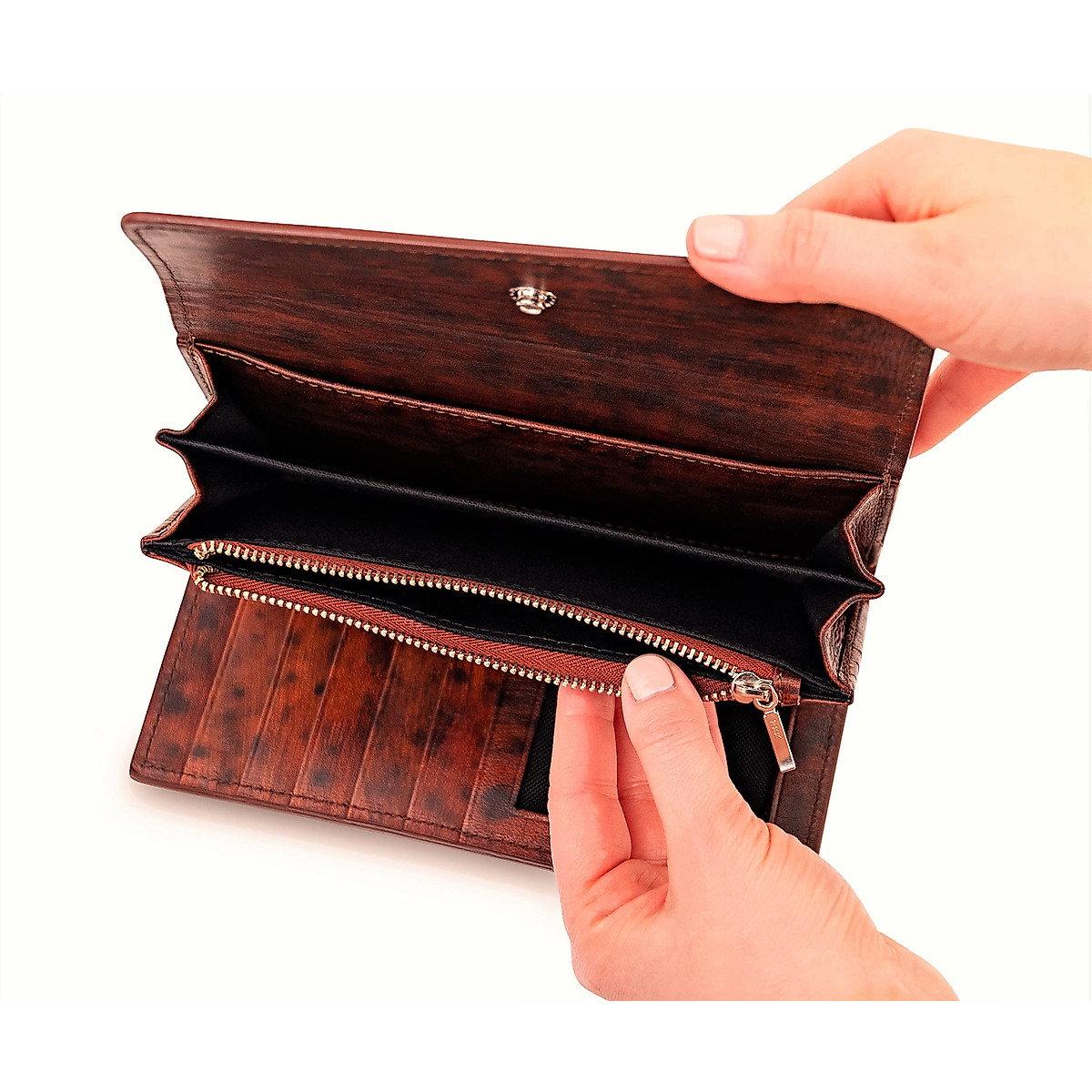 Mauzari Geneva Women's Tooled Leather Wallet (Koa)