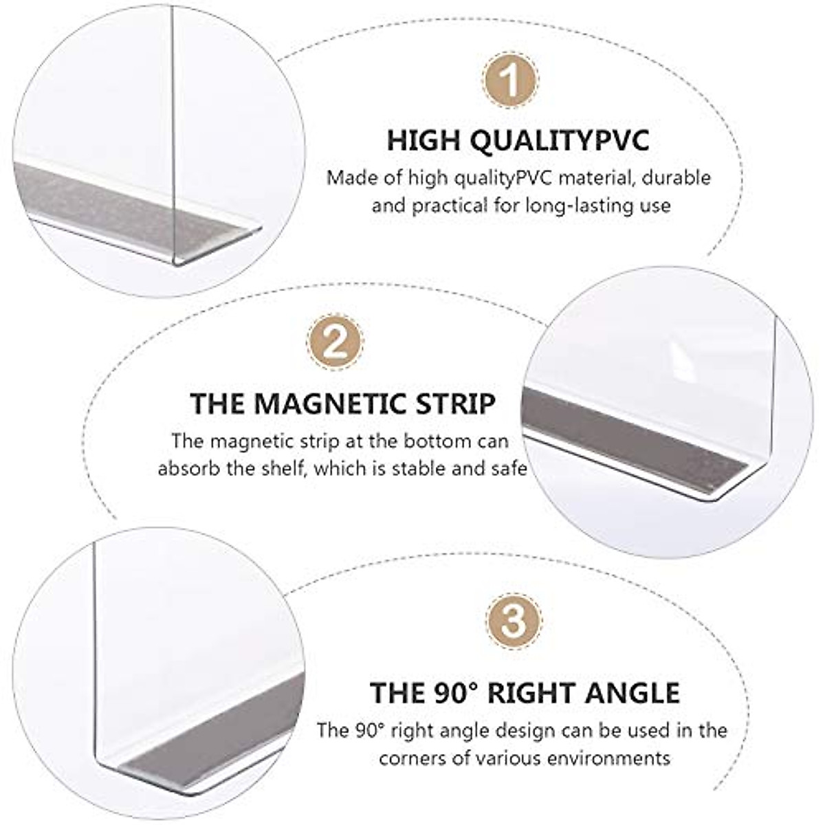 iplusmile Shelf Dividers Plastic Shelf Divider, Closet Shelf Organizer Clear Plastic Closet Separator with Magnetic Bottom for Kitchen Office Supermarket, 5pcs